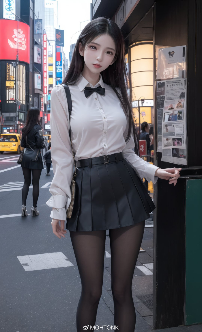 衬衫黑丝长腿美女AI绘画图集动漫卡通二次元手机电脑高清壁纸CG|幻想_新浪新闻