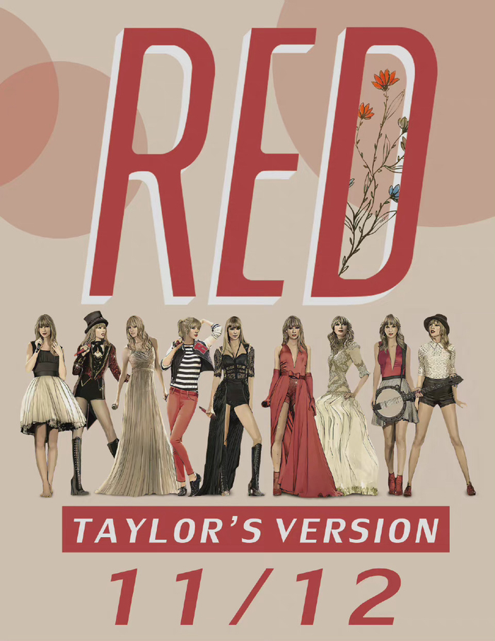 Taylor Swift Red重录版正式全球发行，卡其色风衣 橘红帽子……