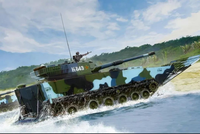 罕见一幕：中美两栖战车同场竞技，VN16开足马力，美AAV7望尘莫及