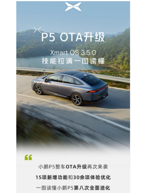 新增15项功能，小鹏P5推出新版本OTA升级__财经头条