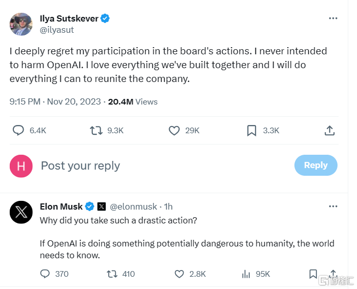 未完待续，还有反转？超95%的员工希望Altman重回OpenAI，金主、客户担忧公司未来__财经头条