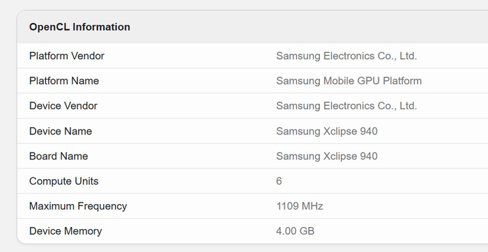 三星Exynos 2400的GPU是Xclipse 940 1109MHz，频率变低了……