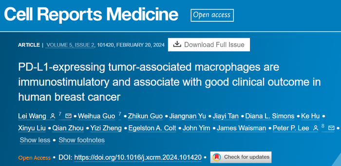 Cell Rep Med | 深圳大学王雷等团队合作发现肿瘤内表达PD-L1的巨噬细胞具有促进抗肿瘤免疫的潜在效应|癌细胞|免疫|肿瘤_新浪新闻