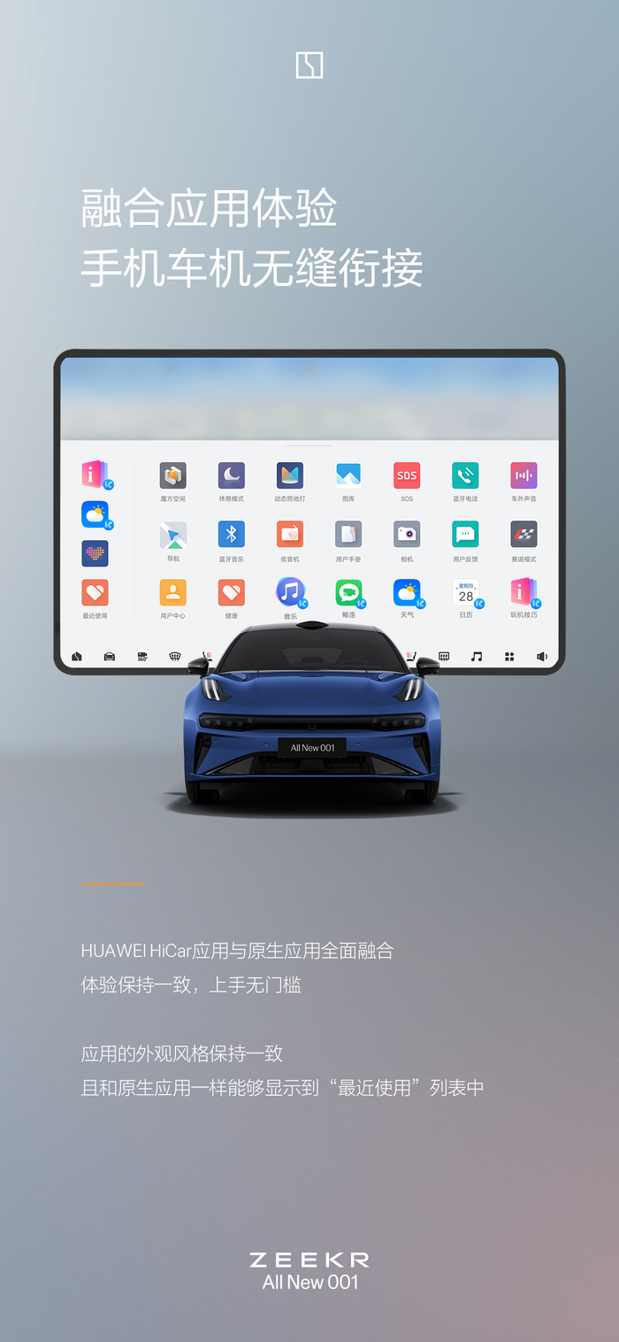 全新极氪 001 车型上线融合华为 HiCar，与原生应用体验保持一致|原生应用|华为|上线_新浪新闻