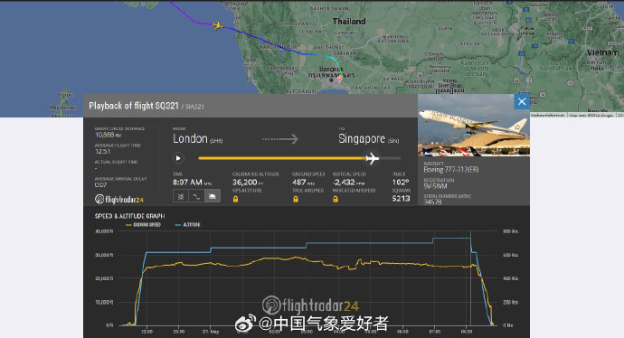 今天下午，一架从伦敦飞往新加坡的新航SQ321航班（777-300ER型客机）因剧烈|新加坡|新航|伦敦_新浪新闻