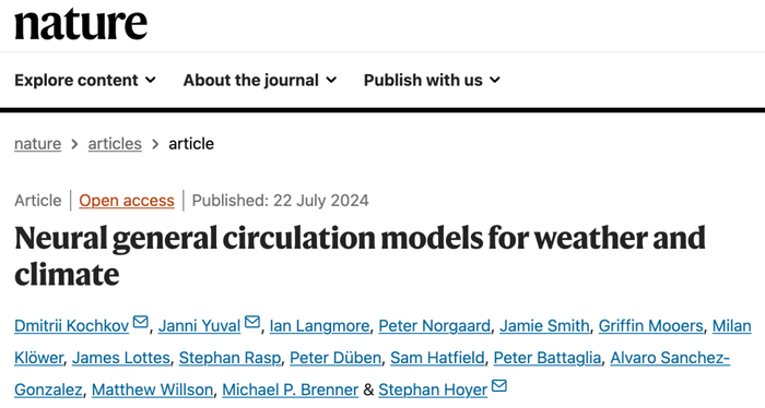 谷歌最新Nature论文：利用AI模型准确预测天气和气候变化|论文|物理_新浪新闻