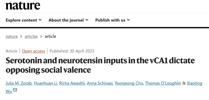 Nature：Xiaoting Wu团队揭示社会效价的神经生物学基础，为改善孤独症等精神障碍提供了潜在靶点__财经头条__新浪财经