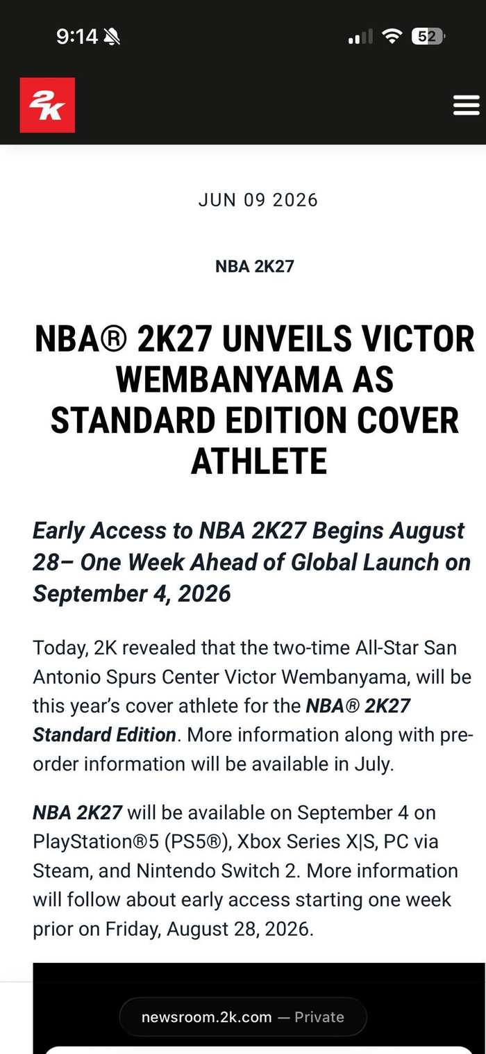 知情人爆料！文班亚马将成2K27封面球星：国际球员连续两年出镜|NBA2K27|NBA2K22|NBA|圣安东尼奥马刺队|NBA2K_新浪体育 ...