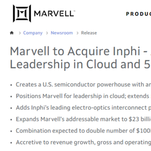 Marvell 官宣以 100 亿美元收购 Inphi，半导体行业重大交易继续_手机新浪网
