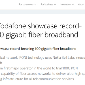 诺基亚和沃达丰成功试验100G PON技术_手机新浪网