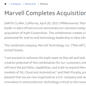 Marvell完成对Inphi的收购_手机新浪网