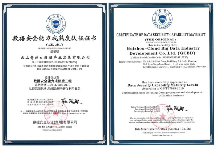 云上贵州公司荣获DSMM国家标准三级证书_手机新浪网