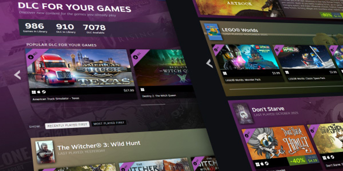 Steam 测试 DLC 探索中心功能，帮助玩家找到游戏中可用的新内容_手机新浪网