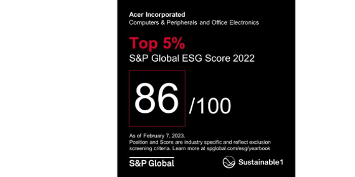 宏碁连续第三年入选S&P Global（标普）永续年鉴，名列全球Top 5%_手机新浪网