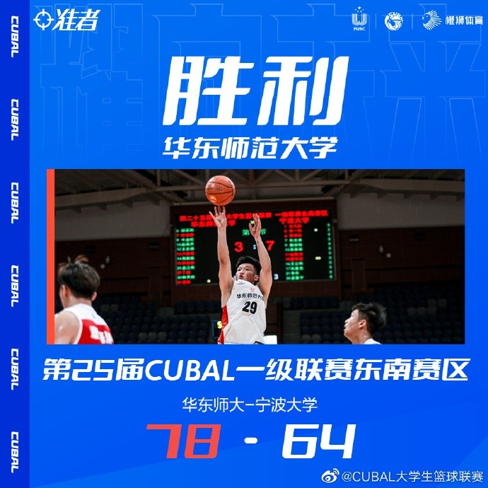 CUBAL东南赛区小组赛-丁超26分 华东师大78-64宁波大学_手机新浪网