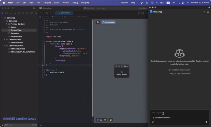 微软AI编程助手GitHub Copilot for Xcode预览版发布 可对话式检查或生成代码_手机新浪网