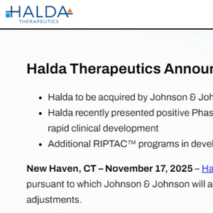 30.5亿美元！强生收购Halda获得创新RIPTAC疗法_手机新浪网