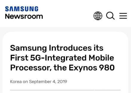 三星发布Exynos 980：首个集成5G的芯片 8nm打造_手机新浪网