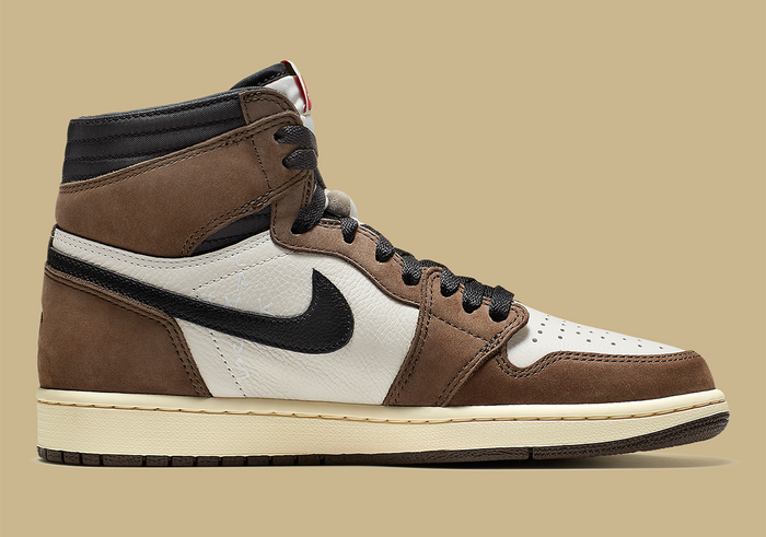 粉鞋带的 Travis Scott x AJ1 有点好看！完整细节曝光，四月底发售