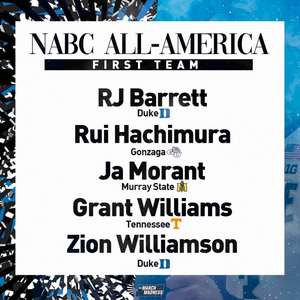 NABC评NCAA最佳阵容：锡安&巴雷特&八村塁进一队_手机新浪网