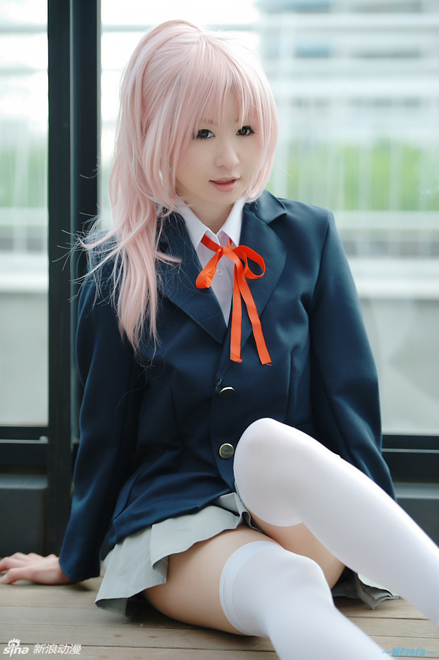 粉红马尾制服白丝，轻音少女同人角色三浦茜COS_新浪图片