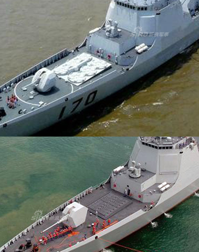 中华神盾两兄弟：052C和052D同角度俯拍对比_新浪图片