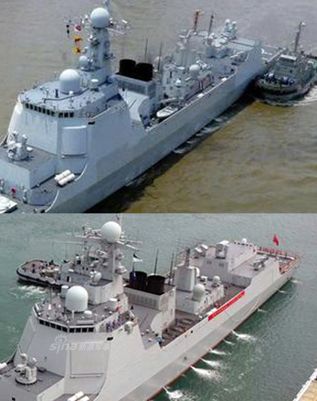 中华神盾两兄弟：052C和052D同角度俯拍对比_新浪图片