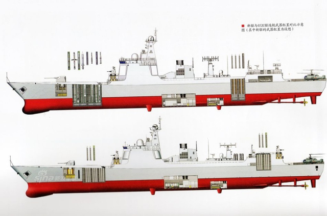 中华神盾两兄弟：052C和052D同角度俯拍对比_新浪图片