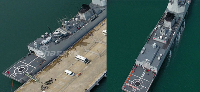 中华神盾两兄弟：052C和052D同角度俯拍对比_新浪图片